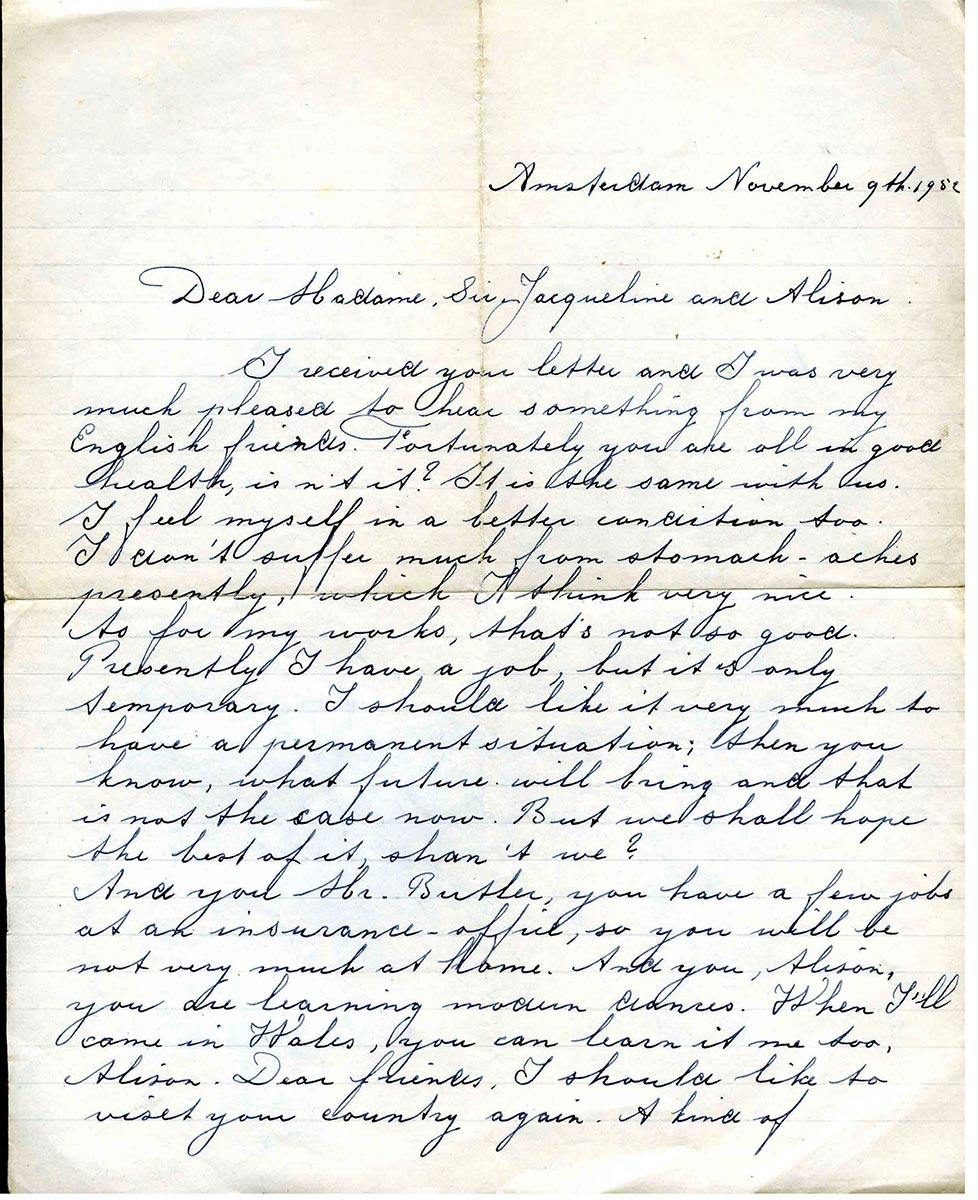 Letter from Holland 1951 – The Eisteddfod Archive